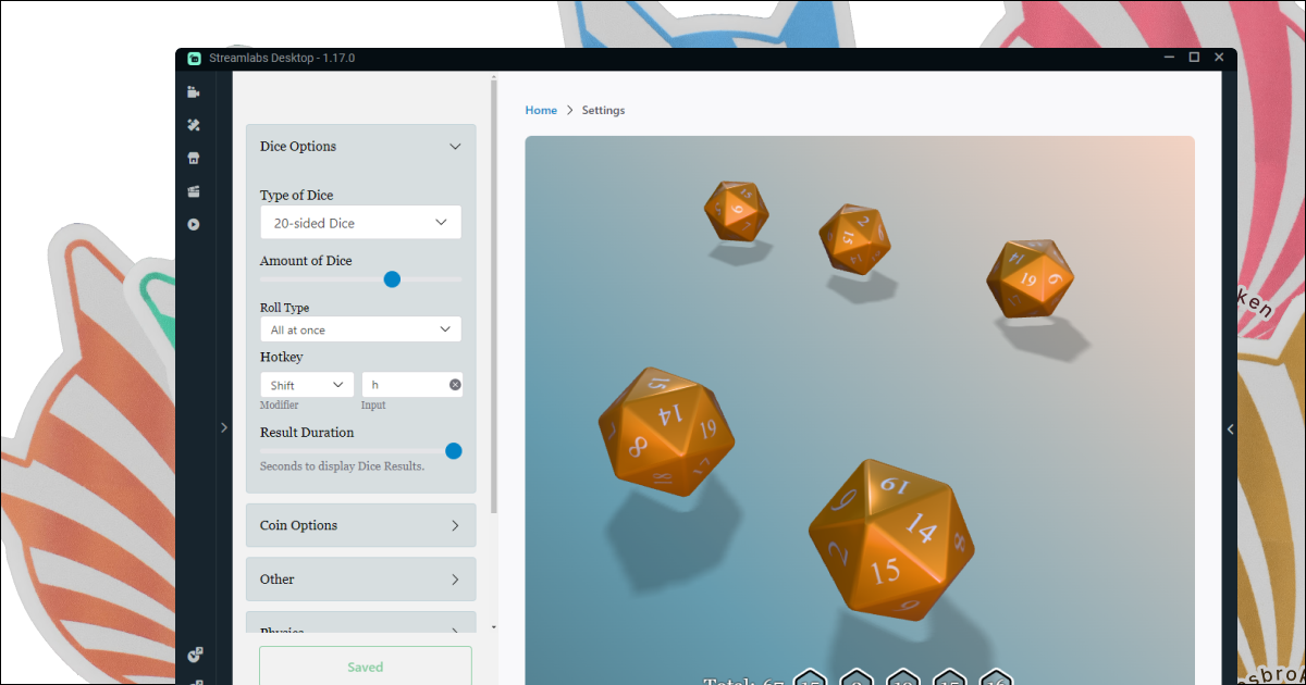 Coin Flip & Dice Roll App for Streamlabs Desktop | bonesbroken
